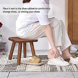 Jurath Wooden Step Stool for Adults Step Stool for Toddlers Plant Stool Small Wooden Stool with Four Detachable and Assembled Legs Nicely Balanced (Classic 9.3inch)