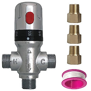 Atmama Three-way Thermostatic Mixing Valve,1/2NPT Connections,Solid Brass