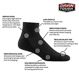 Darn Tough (1055) Run Coolmax 1/4 Ultra-Lightweight with Cushion Men's Sock - (Black, X-Large)