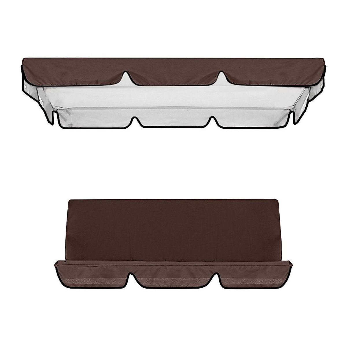 Outdoor Patio Swing Canopy Replacement Only- Waterproof Canopy Swing Top Cover-Garden Porch Swings Seat Replacement Awning Cover Hammock Outdoor Patio Swing with Canopy (Brown)