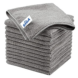 MR.SIGA Microfiber Cleaning Cloth, All-Purpose Microfiber Towels, Streak Free Cleaning Rags, Pack of 12, Grey, Size 32 x 32 cm(12.6 x 12.6 inch)