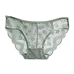 Underwear Women Sexy Thongs for Women Naughty Slutty Low Waist Floral Lace Soft G-String Panties Breathable Transparent Plus Size Underwear Underwear Green