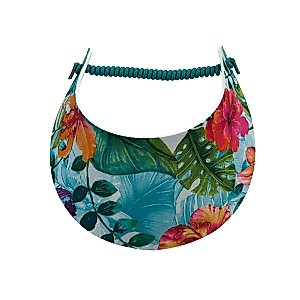 Pickleball - Fashion Fabric Foam Sun Visor for Women - Adjustable to Any Size Head - No Pressure & No Headache! | Tropical Colors Blue