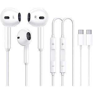 2 Pack-Type C Earbuds Wired Earphones with Microphone，USB C Headphones Earbuds&Remote Control Noise Cancelling in-Ear Headset Compatible with iPhone 15 Pro/iPad Pro,Pixel 7,Galaxy S23/Ultra Note 20