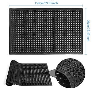 uyoyous Commercial Drainage Floor Mat with Holes 59 x 35.4 Inch Restaurant Bar Floor Mat Rubber Drainage Mat Heavy Duty Kitchen Anti-Fatigue Drainage Rubber Matting