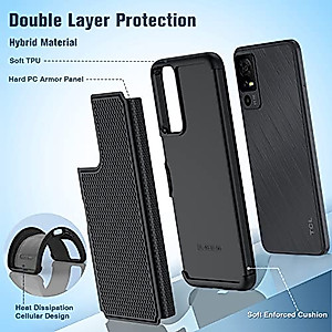 FNTCASE for TCL 40-XE 5G Case: Dual Layer Matte Textured Phone Case Shockproof Military Grade Protective | Shock & Drop Proof Heavy Duty Protection Rugged Mobile Cell Phone Case Cover - Black