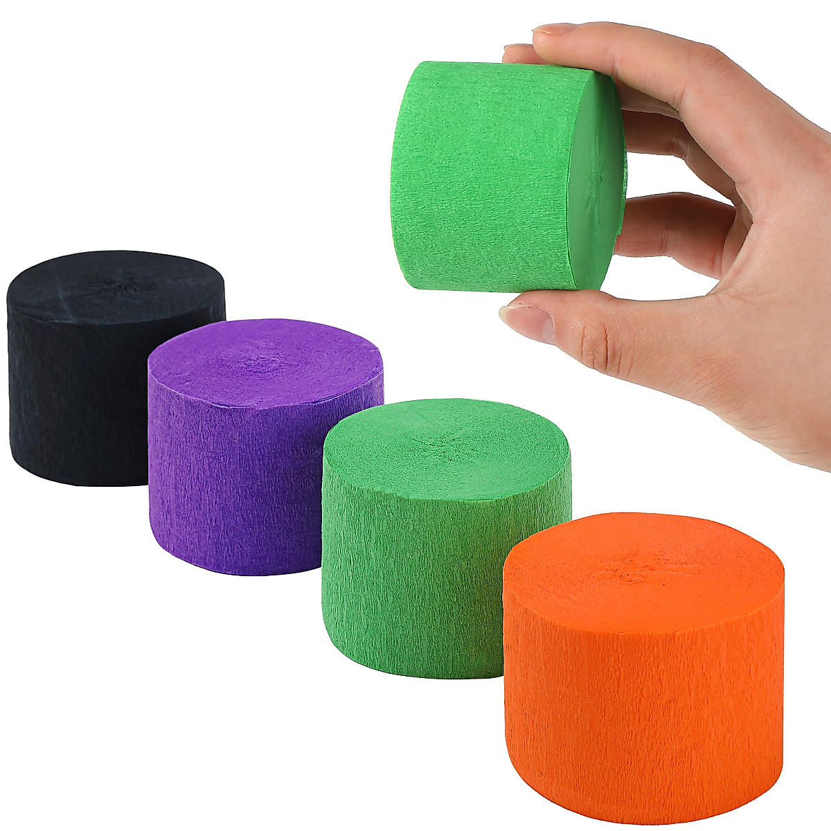 Mr. Pen- Crepe Paper Streamers, 8 pcs, 1.8" x 82ft, Crepe Paper Roll, Orange Streamers, Green Streamers, Black Streamers, Halloween Streamers, Orange Crepe Paper Halloween Decorations Party Streamers