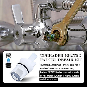 4PCS RP25513 Faucet Stem Assembly for Various Two Handle Faucet Repair Kit, Includes RP24096 Cartridge RP4993 Seat and Spring RP24097 Turn Stop1/4
