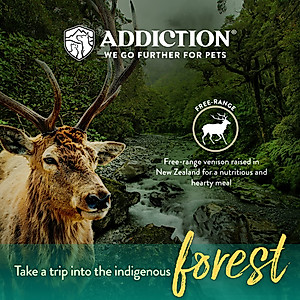 Addiction Homestyle Venison & Cranberry Dinner Raw Alternative Dog Food - Gently Air-Dried Complete Meal or Dog Food Topper for Digestive and Skin and Coat Health, 2 lb