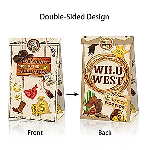 Kristin Paradise 12Pcs Western Cowboy Party Favor Bags, Texas Rodeo Theme Birthday Paper Goodie Gift Bags