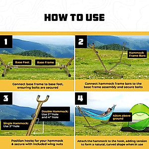 Wise Owl Outfitters Hammock Stand - 106 x 42 Inch Portable, Collapsible Stand for Outdoor Hammock - 440 Pound Capacity Frame and Carry Bag Included