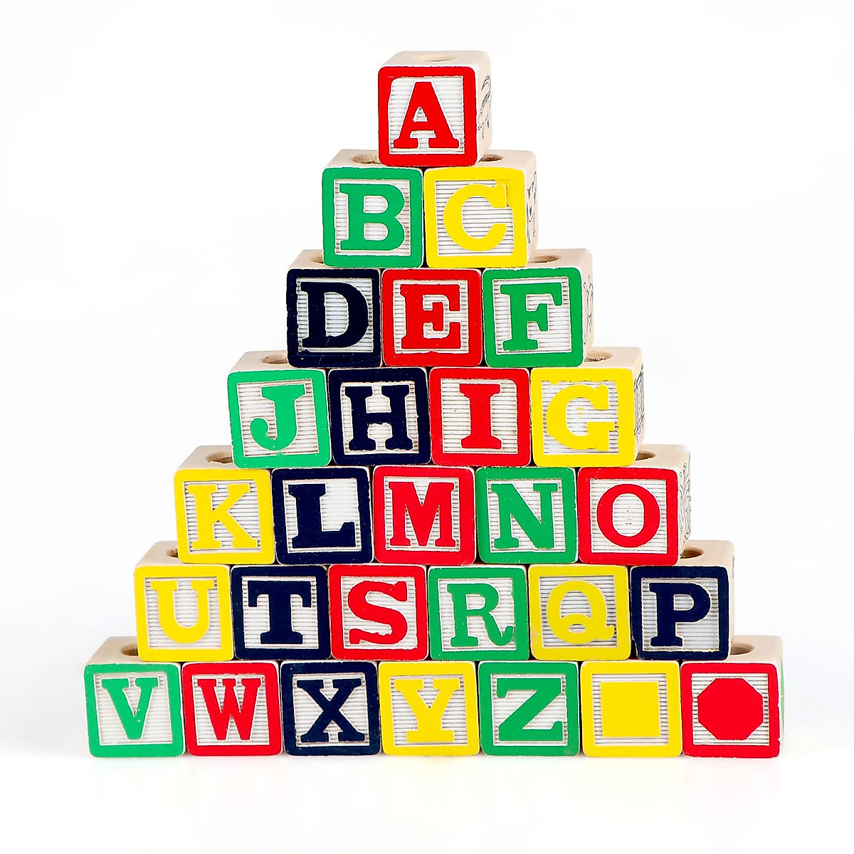 Wooden Alphabet Blocks Truck Wooden Building Blocks Car for Toddlers 28 pcs Stacking Blocks and A Truck Montessori Preschool Learning Toys for Toddlers