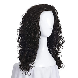 QACCF Long Curly Fluffy Wavy Halloween Costume Cosplay Wig (Black)