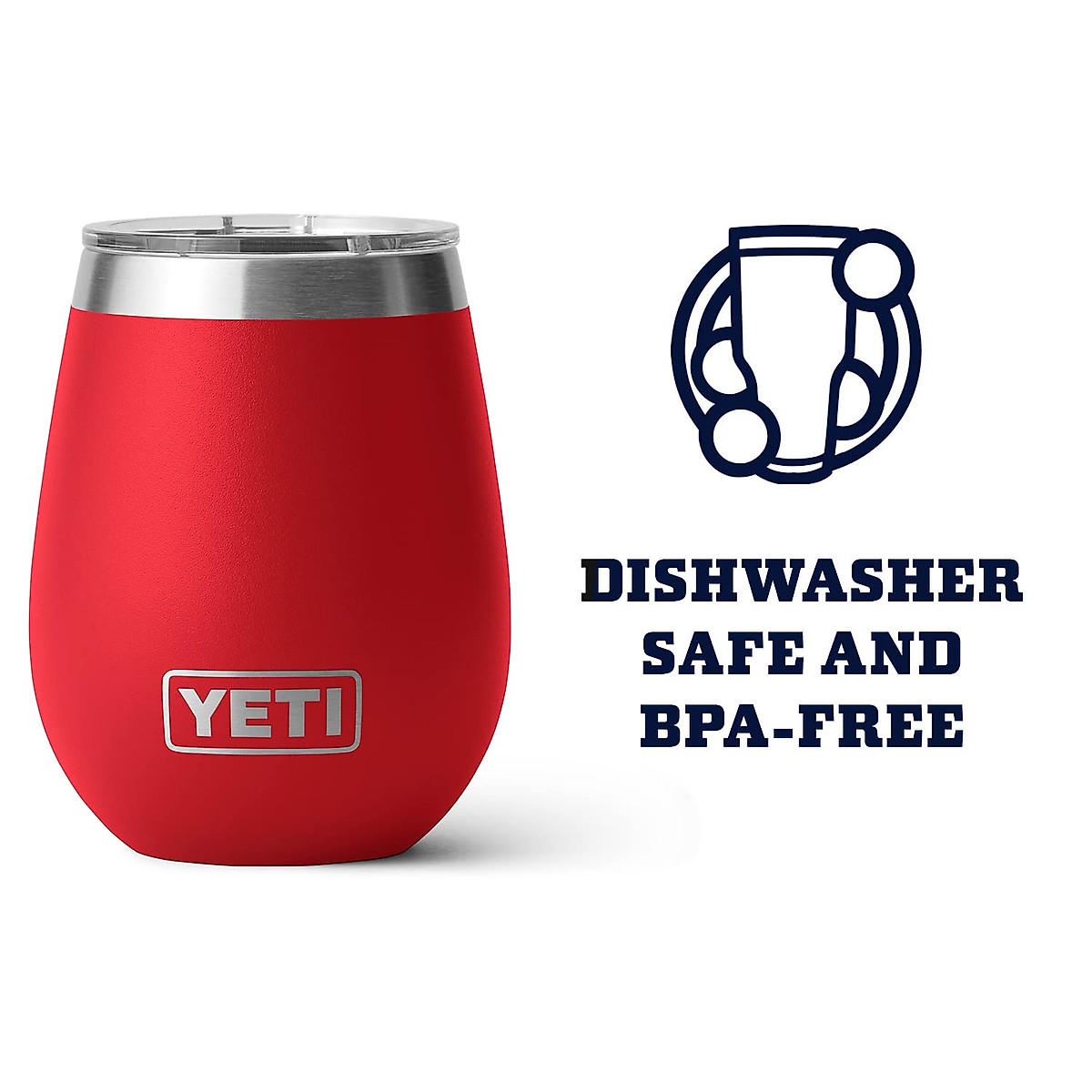 YETI Rambler 10 oz Wine Tumbler, Vacuum Insulated, Stainless Steel with MagSlider Lid, Rescue Red