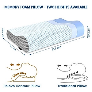 Memory Foam Pillows Neck Pillow Bed Pillow for Sleeping, Ergonomic Cervical Pillow for Neck and Shoulder Pain Relief,Orthopedic Contour Pillow for Side Back Stomach Sleeper