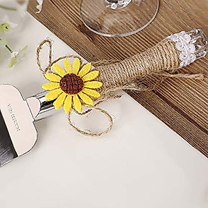 Barelove Professional Wedding Cake Knife & Server Set, Stainless Steel Rustic Cakes Bread Cutter Serving with Sunflower Decor, Ideal for Anniversary Engagement Birthday Party Gift