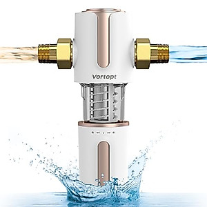 Vortopt Spin Down Sediment Water Filter,Automatic Flushing,Whole House Water Filter for Well Water,Protect Other Filter Systems and Appliances,40 Micron Flushable Prefilter Filtration, Q700