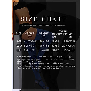 HONENNA Semi Sheer Stay Up Lingerie Thigh High Stockings Lace Top Size A-F, 1-2 Pairs