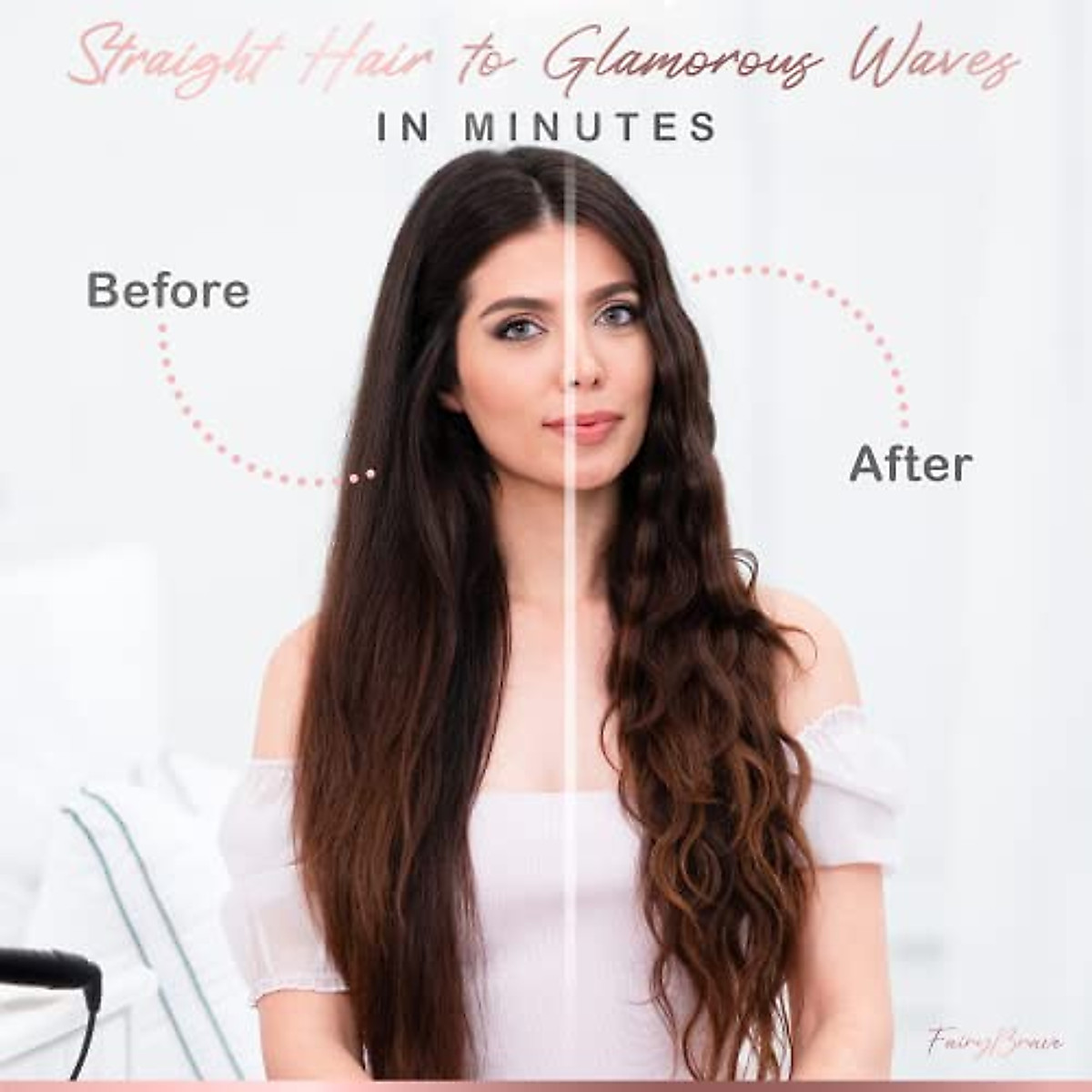 3 Barrel Curling Iron Wand - Triple Hair Waver & Crimper for Beach Waves Set, Ceramic Tourmaline with Adjustable Temperature - Hair Waver, Black