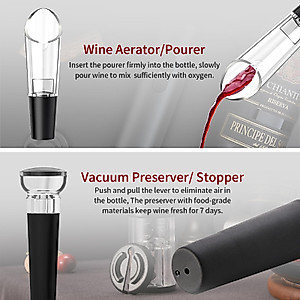 Oaklete 6-in-1 Electric Wine Opener Set Rechargeable Electric Wine Bottle Opener can Open 80 Bottles Once Charging and 3+ Months Lasting, Gift for Wine Lovers（Stainless Steel ）
