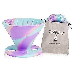 Qullai The Original JavaFlex Premium Foldable Silicone Pour Over Coffee Maker and Storage Pouch. Uses #2 V60 Cone Coffee Filters