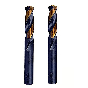 MAXTOOL 1/2" 2pcs Identical Screw Machine Drills HSS M2 Twist Stub Drill Bits Black & Bronze Fully Ground Straight Shank Short Drills; SMF02H10R32P2