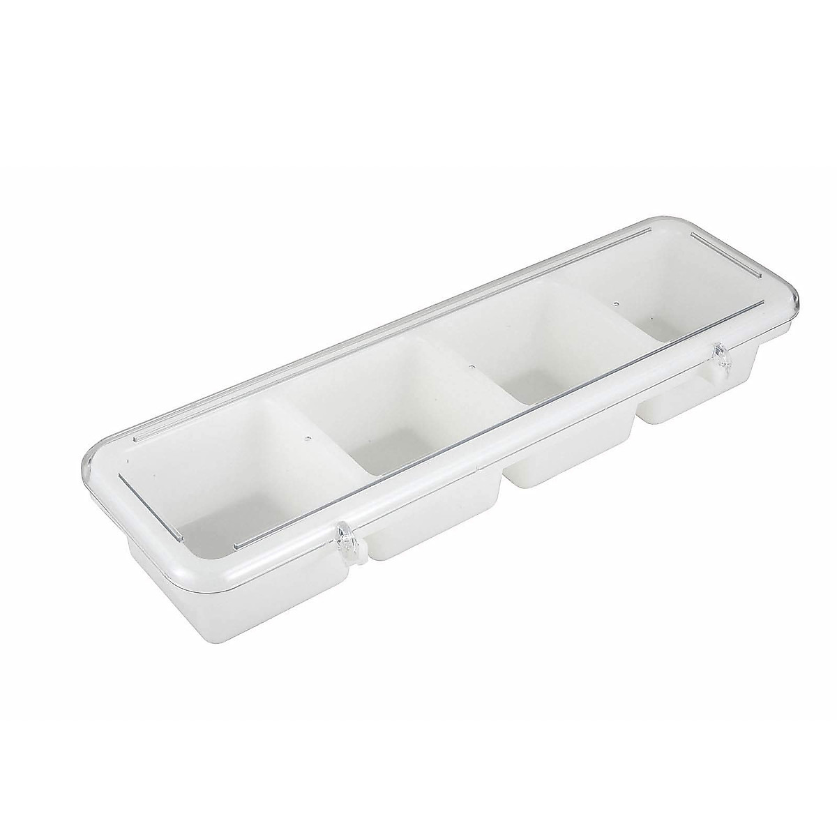 Winco - Plastic White 4 Compartment Bar Caddy, 18 x 5 x 3 inch