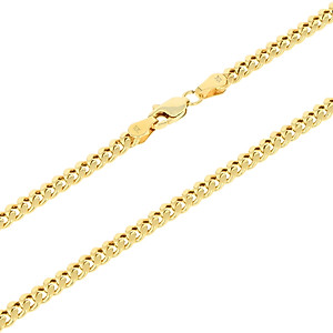 Nuragold 10k Yellow Gold 4mm Miami Cuban Link Chain Pendant Necklace, Mens Womens Jewelry 16" 18" 20" 22" 24" 26" 28" 30"
