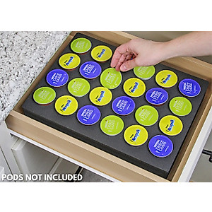 Polar Whale Coffee Espresso Capsule Drawer Organizer Tray Insert Compatible with Dolce Gusto for Kitchen Home Office Waterproof Washable Black Foam 24 Compartment 10.9 x 14.9 Inches