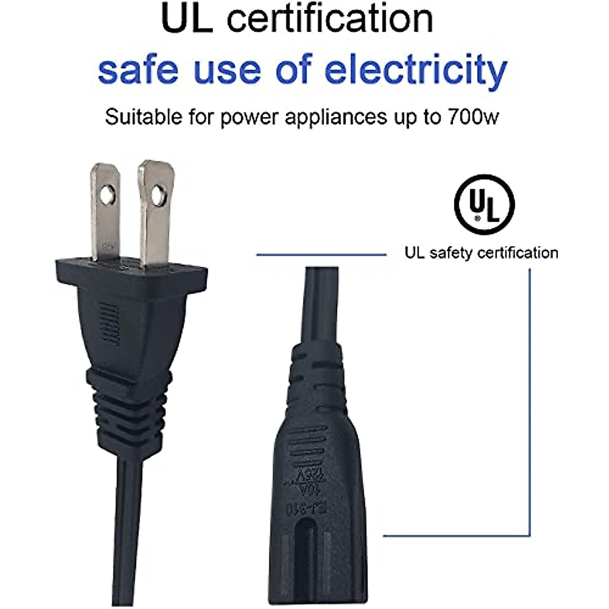 Parthcksi 6Ft 2 Prong Polarized Power Cord Compatible with Arris Router Modem; for Vizio Sharp Sanyo Emerson TV; PS1 PS2 XB DC Console System; for Bose Companion 3 5 Speaker Audio System