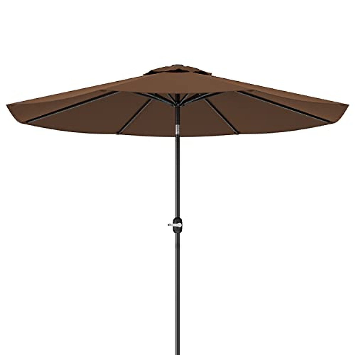 Greesum Patio Umbrella, Outdoor Market Table Parasol with Push Button Tilt, Crank and 8 Sturdy Ribs for Garden, Lawn Backyard & Pool, Brown