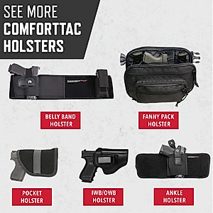 Belly Band Holster for Men and Women - Gun Holster by ComfortTac, Fits Smith and Wesson, Shield, Glock 19, 17, 42, 43, P238, Ruger LCP, and Similar Guns for Most Pistols and Revolvers