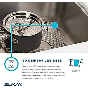 Elkay ELUH231712 Lustertone Classic Single Bowl Undermount Stainless Steel Sink