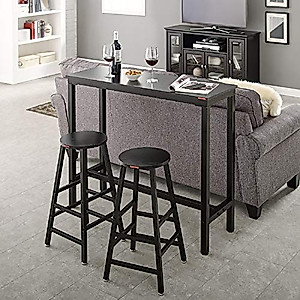 Mr IRONSTONE Bar Table, 39" Pub Table High Top Table Rectangular Bar Height Table Sofa Console Table Dining Coffee Table, for Narrow Space, Living Room, Sturdy Metal Frame, Easy to Set Up, Black
