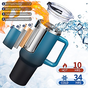 40 oz Insulated Tumbler for 100% Leak Proof, Stainless Steel Reusable Cups with Lids and Straws, Double Wall Vacuum Coffee Travel Mug Gift for Family Friends Teachers, Dishwasher Safe, BPA Free