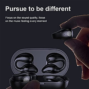 JAOPINK Wireless Ear Clip Bone Conduction Headphones, 2023 New Ear Clip Bone Conduction Headphones, Open Ear Headphones Wireless Ear Clip Bone Bluetooth for Running Sports (Black)