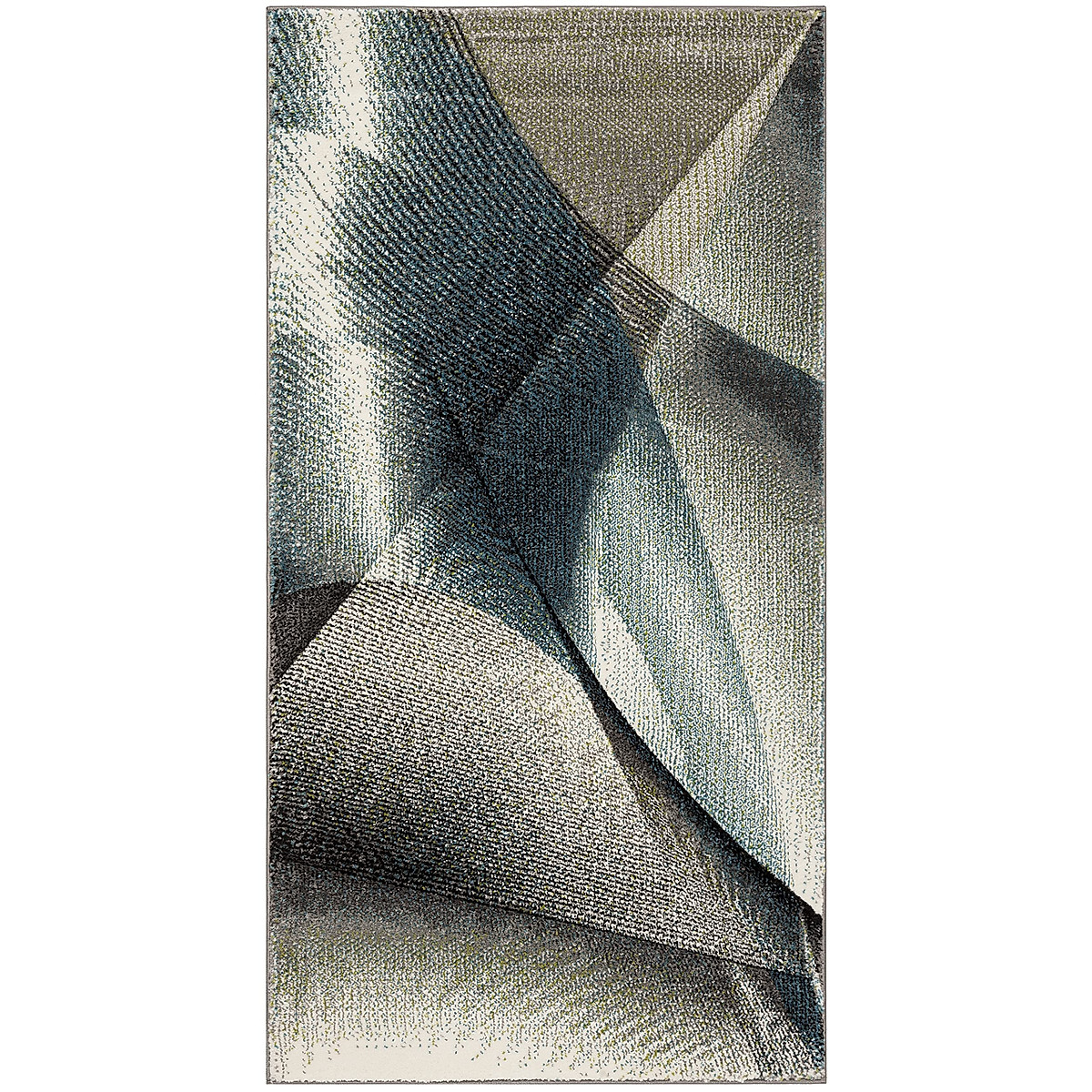 SAFAVIEH Hollywood Collection Accent Rug - 2'7" x 5', Grey & Teal, Mid-Century Modern Design, Non-Shedding & Easy Care, Ideal for High Traffic Areas in Entryway, Living Room, Bedroom (HLW715D)