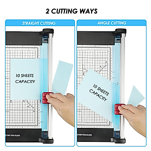 CREGEAR Professional Rotary Paper Trimmer 12" Cut Length Rotary Trimmer Paper Cutter, Heavy Duty Paper Cutter with 10 Sheet Capacity, Paper Cutters and Trimmers for Cardstock, Paper Crafts
