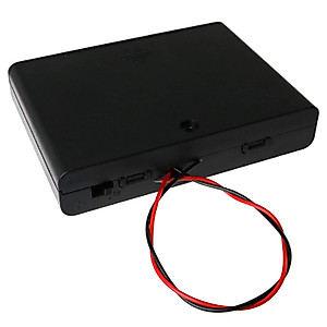 E-outstanding 9V Battery Holder 6X 1.5V AA Battery Storage Case Black Box with ON/Off Switch and Wire Leads