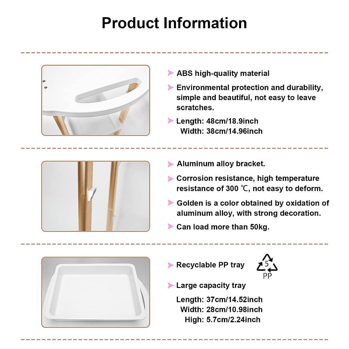 Beauty Salon Furniture Trolley Spa Styling Pedestal Rolling Cart 4 Shelf Abs Aluminum Elitzia ETTRO5