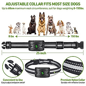 2 Pack Rechargeable Dog Bark Collar, Anti Barking Collar with 5 Sensitivity, No Shock Bark Collar with Vibration&5 Variable Beep, IP67 Waterproof Smart Bark Training Collar for Large Medium Small Dogs