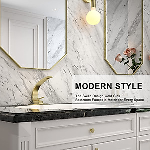 HMEGAO Bathroom Faucet Brushed Gold 1 Hole Single Handle Bathroom Sink Faucet with 6-inch Deckplate