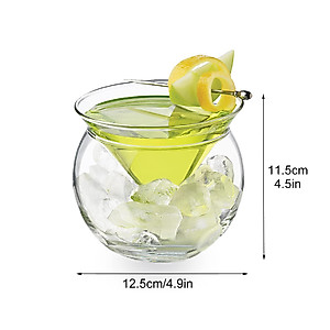 MISNODE 9OZ Stemless Martini Glasses with Chiller Set of 2, Glass Caviar Chiller Server Set with Server Bowl, Cocktail Glass with Ice Holder for Martini Wine Liquor Cocktails Margarita