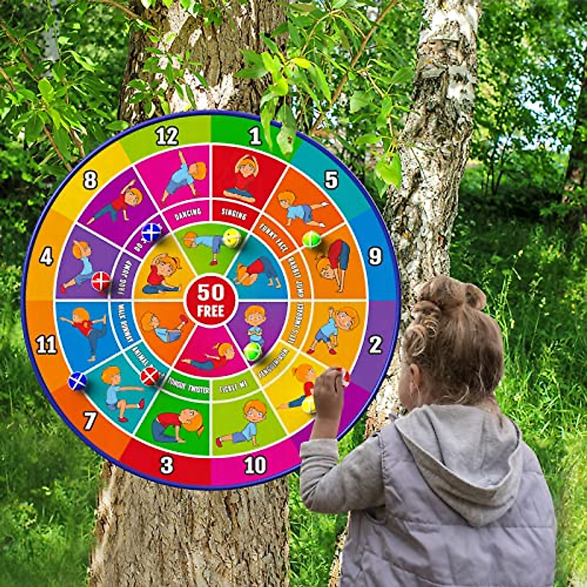 BooTaa 29" Large Dart Board for Kids, Kids Dart Board with Sticky Balls, Boys Toys, Kids Yoga, Sport Outdoor Fun Party Play Game Toys, for 3 4 5 6 7 8 9 10 11 12 Year Old Boys Girls