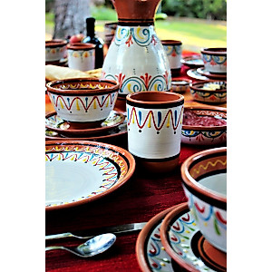 Cactus Canyon Ceramics Salsa Bowls - Spanish Terracotta White Decor - Small Serving Bowl (European Size), Festive Dinnerware 5 Piece Set - Dishwasher & Microwave Safe