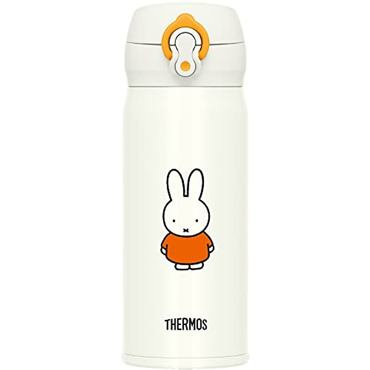 Thermos JNL-404B WH-OR Water Bottle, Vacuum Insulated Travel Mug, 13.5 fl oz (400 ml), Miffy White Orange