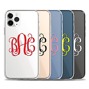 Case Charming Monogrammed Phone Case for iPhone 15 Pro Max 14 13 mini 12 11 Xs Xr X 10s 10r 10 8 Plus 7 Se Personalized Custom Initials Clear Transparent Cover