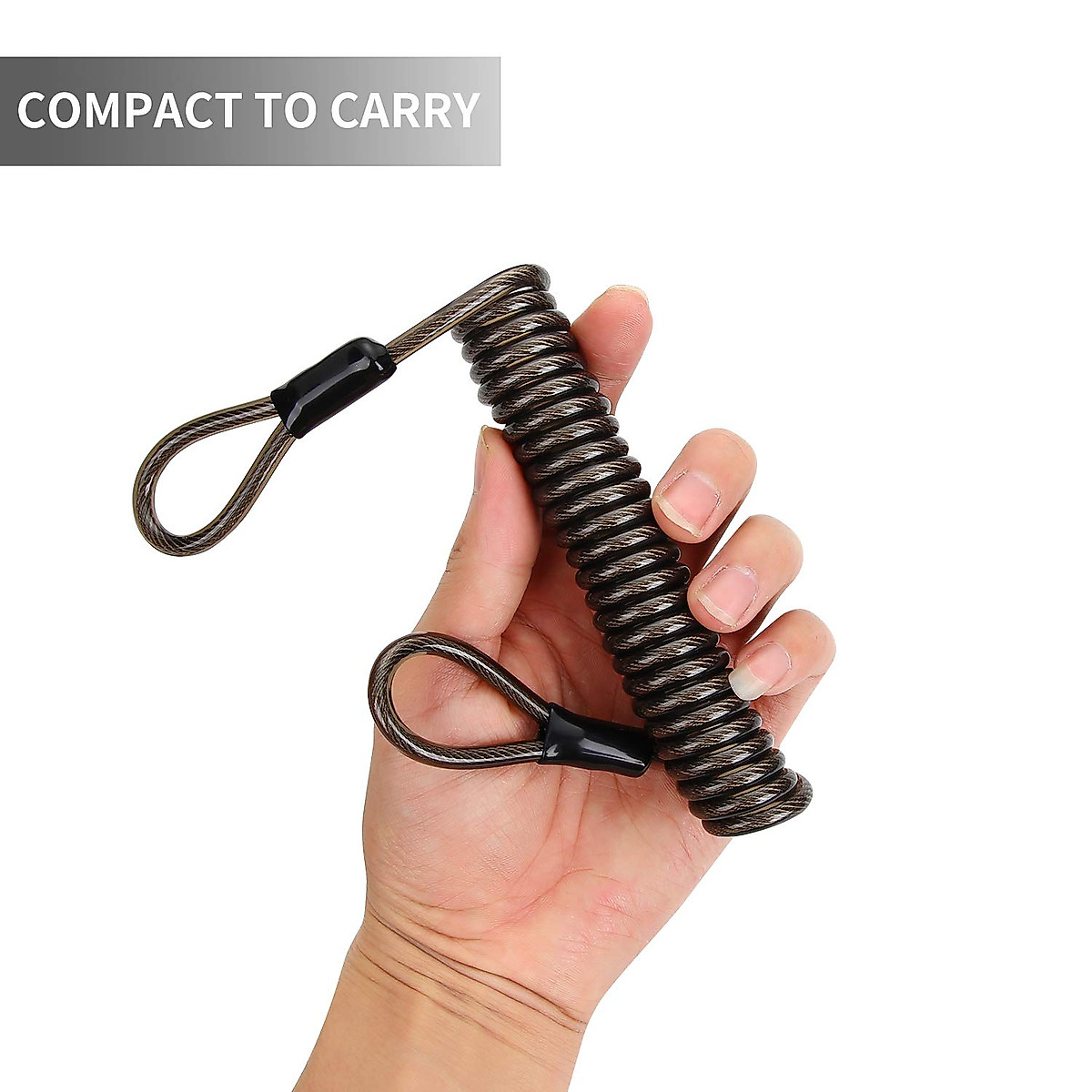 LORADAR 2Pack Retractable Security Cable Luggage Lock Cable Safety Stainless Steel Cable Wire Double Loop Self-Coiling Cable Safety Wire 6-Foot 5.0mm Diameter (2Pack)