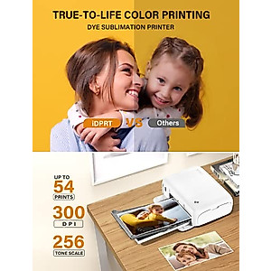 iDPRT 4'' x 6'' Photo Printer, Instant Photo Printer with 10 Sheets & 1 Ribbon, Full-Color Photo, AR Video Printing, Thermal Dye Sublimation, Thermal Photo Printer for Home Use, Support iOS Android