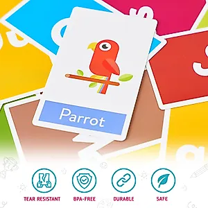 merka Toddler Flash Cards Alphabet, Double-sided Flash Cards for Toddlers 1-4 Years, Set of 64 Letters, Colors, Shapes and Numbers, Learning Toy Educational Preschool Toddler Flashcards